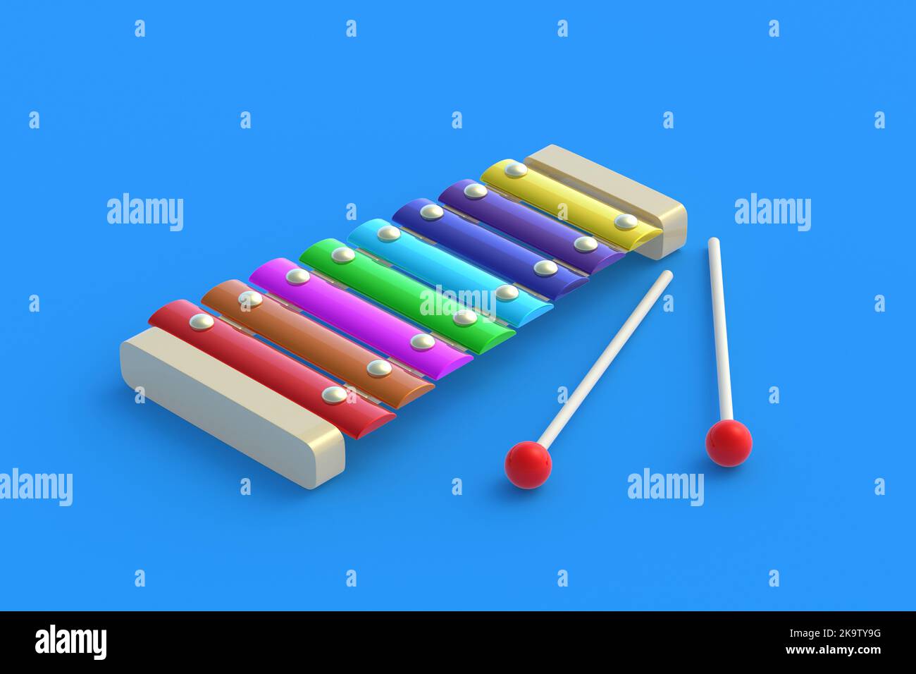 Colorful xylophone on blue background. 3d render Stock Photo - Alamy