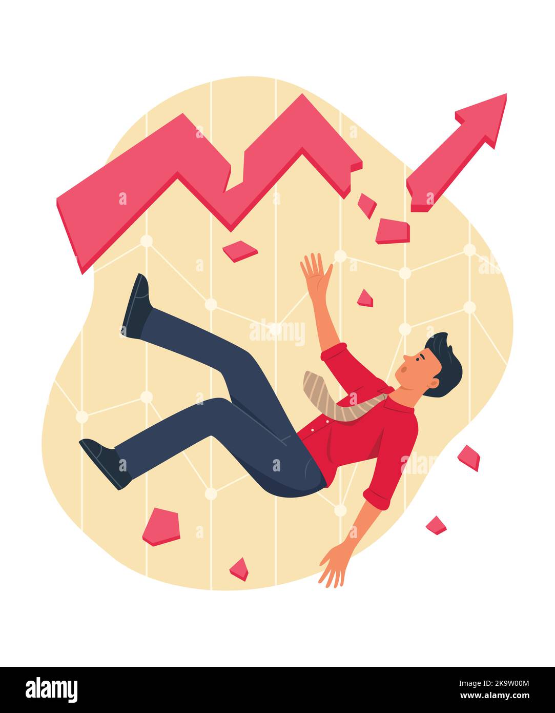 Businessman Falling Down from Broken Graph Chart Concept Illustration ...