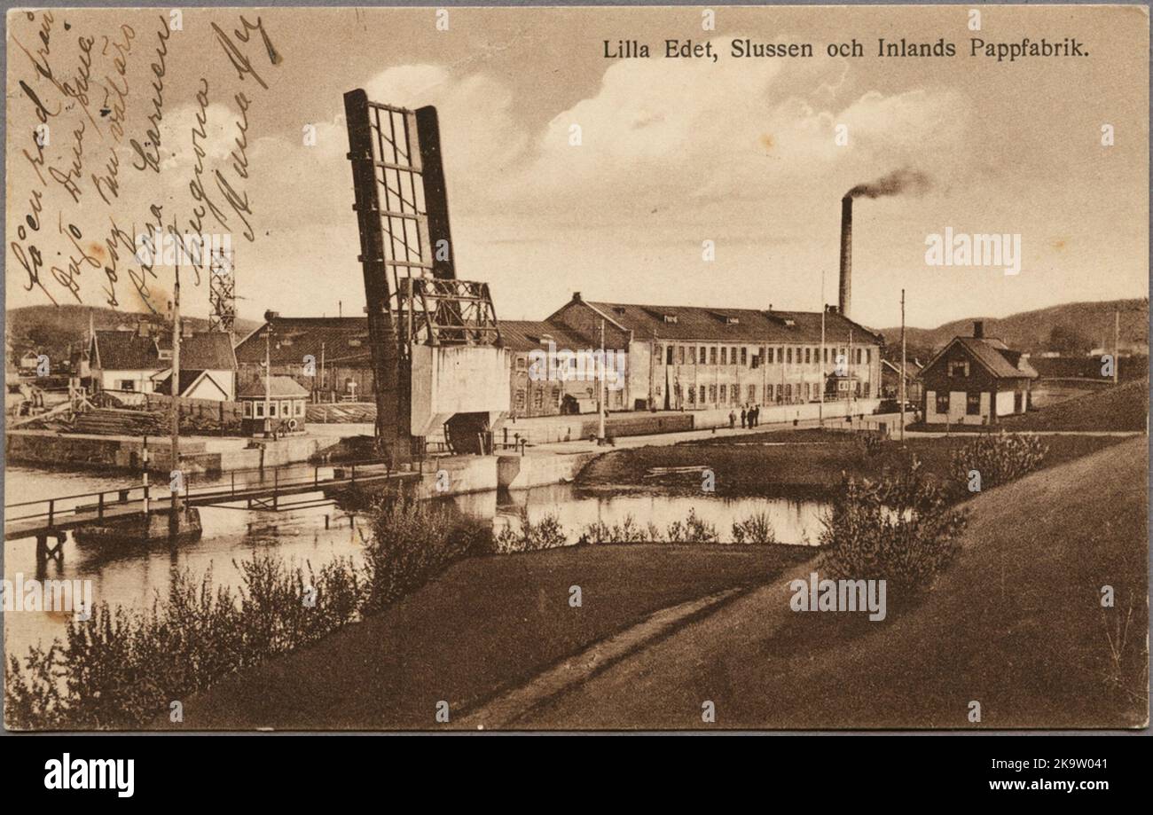 Slussen and Inland's paper factory in Lilla Edet Stock Photo - Alamy