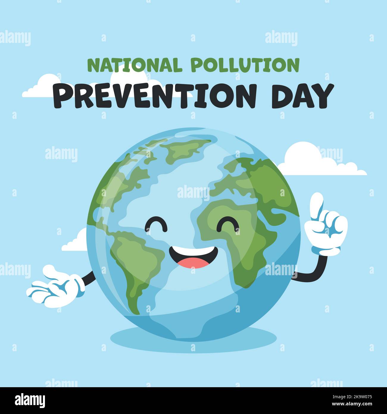 Caricature of planet earth with national pollution prevention day text ...