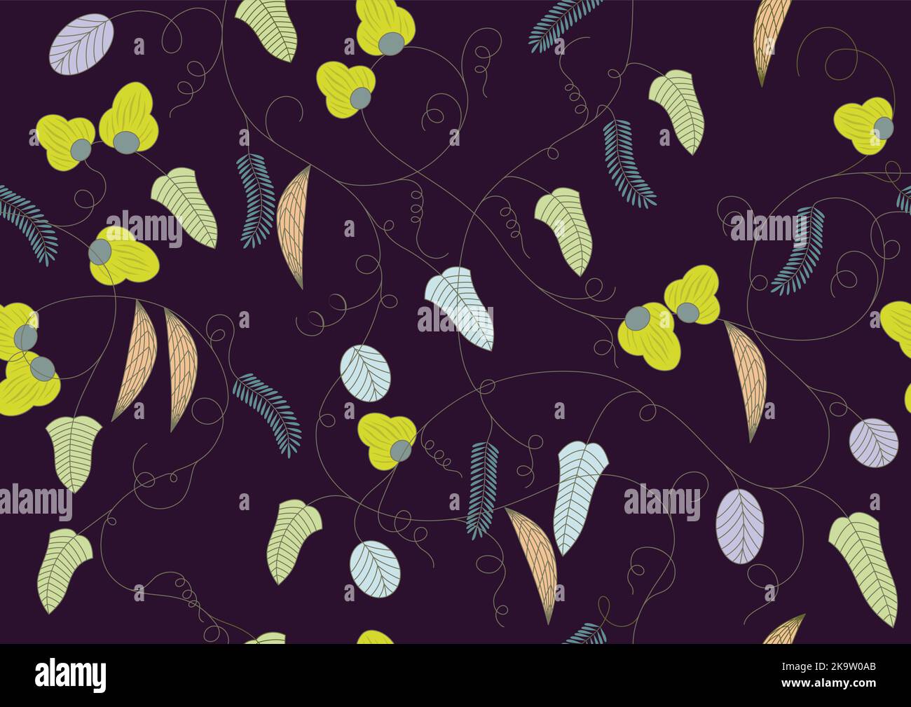 Seamless Vector Background With Blue Floral Pattern On A White ...