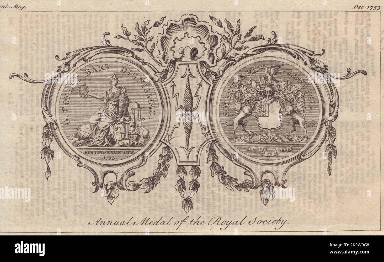 The Copley Annual Medal of the Royal Society presented to Benjamin ...