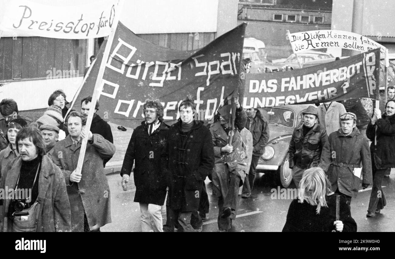 A demonstration with a DKP motorcade on 24 November 1973 in Essen ...