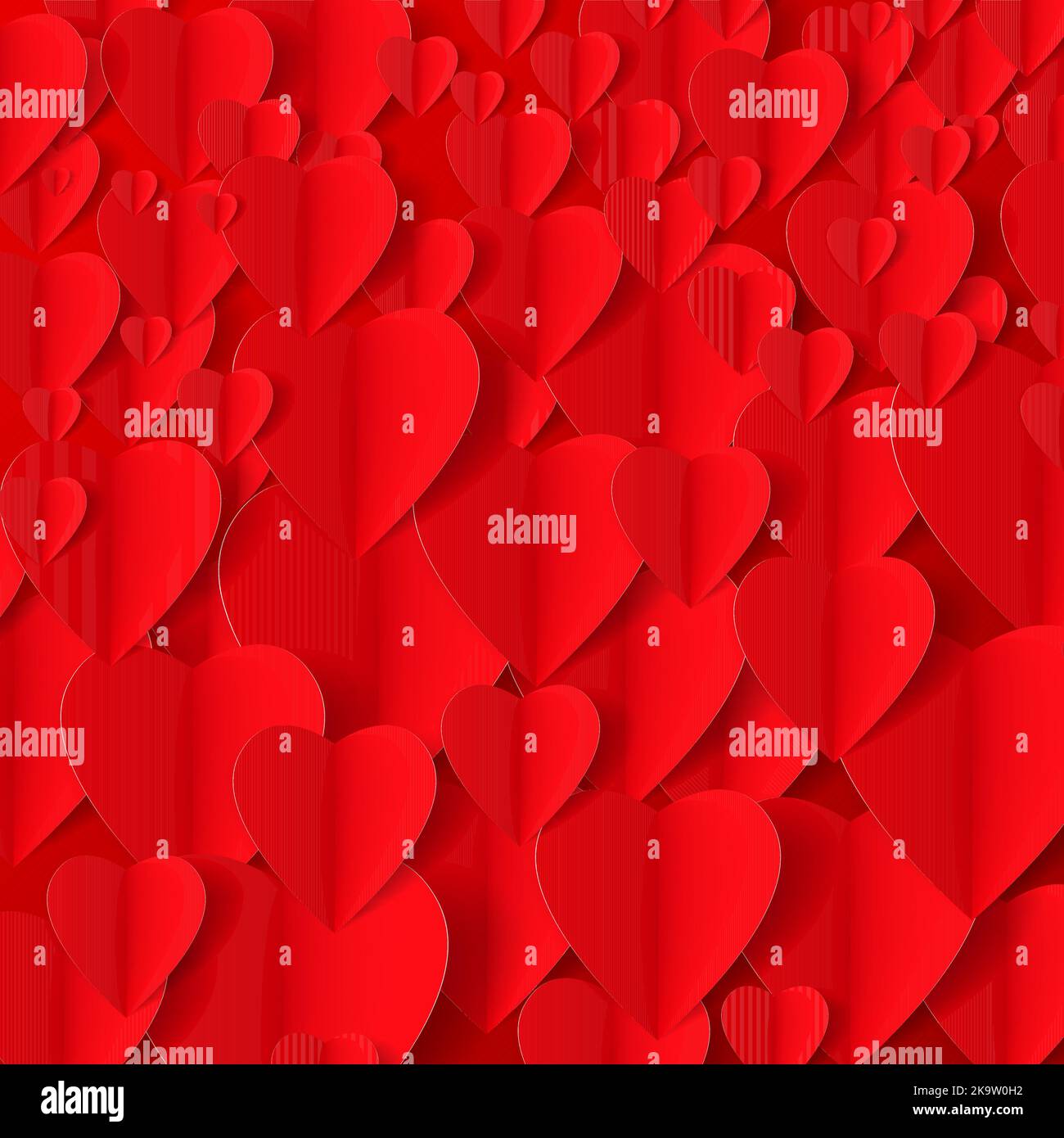 Romantic red background made of folded paper hearts Stock Vector Image ...