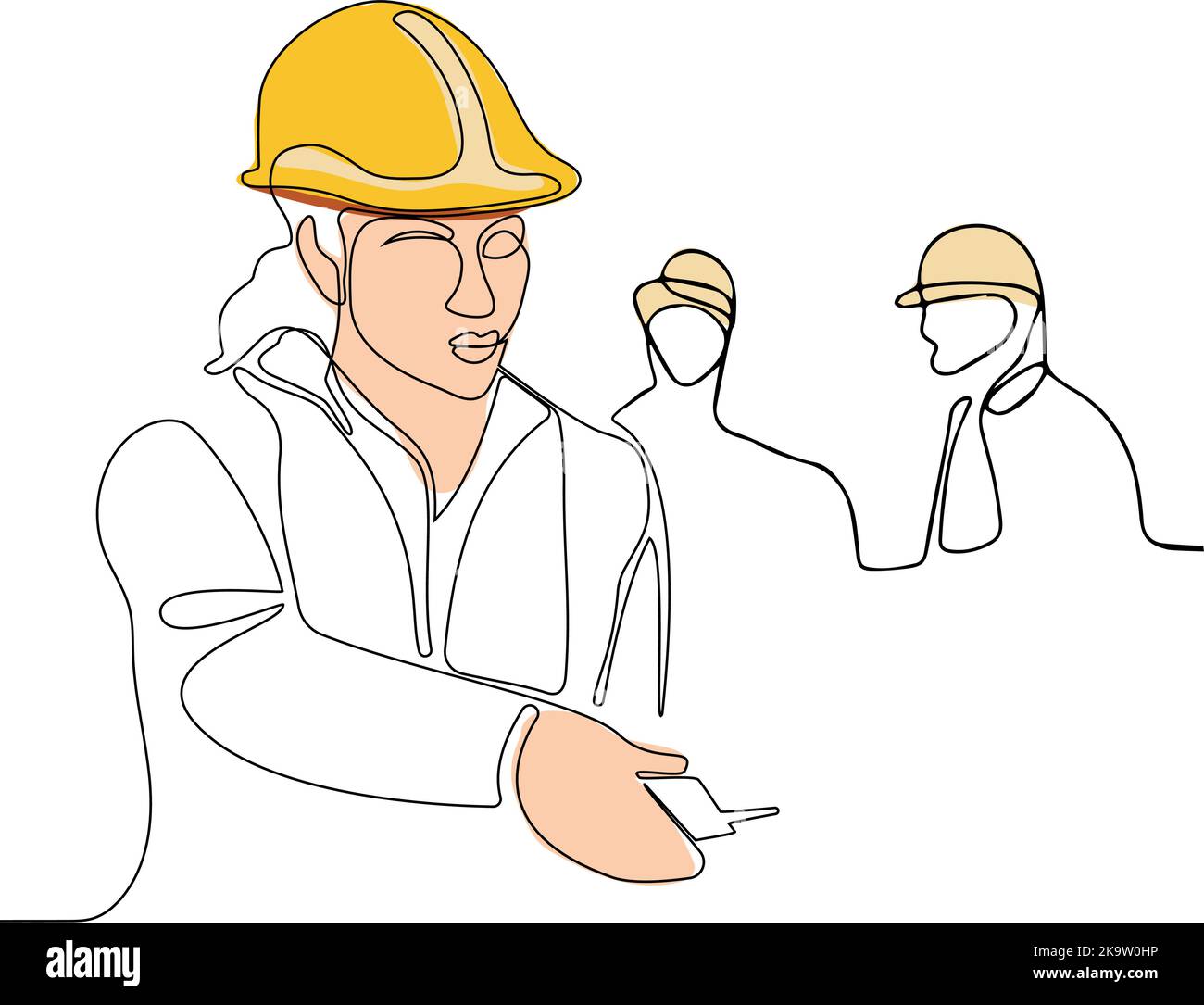 construction manager and engineer working on building site. Vector ...