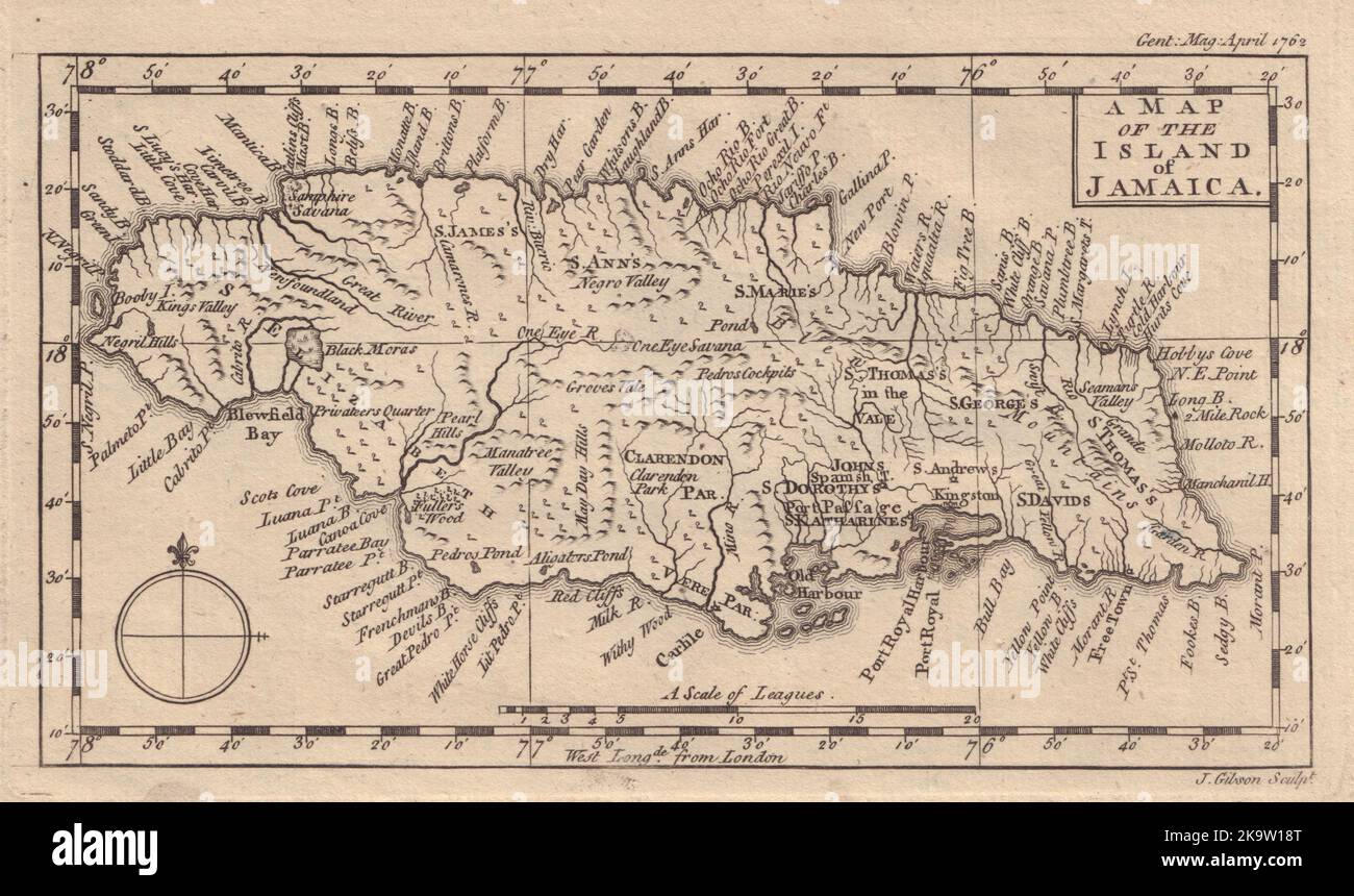 A Map of the Island of Jamaica by John Gibson. Gentleman's Magazine ...