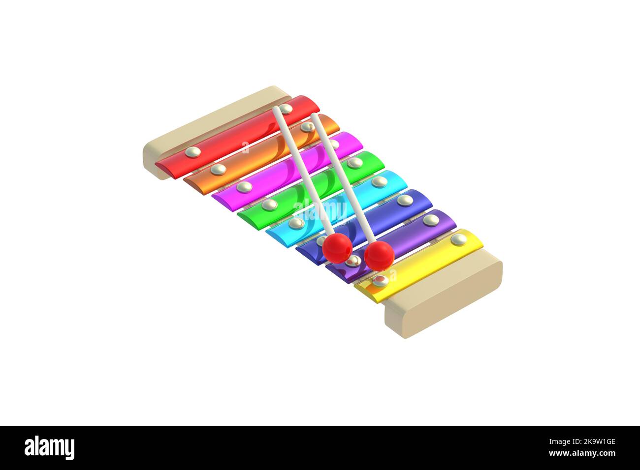 Colorful xylophone isolated on white background. Musical instrument. 3d ...