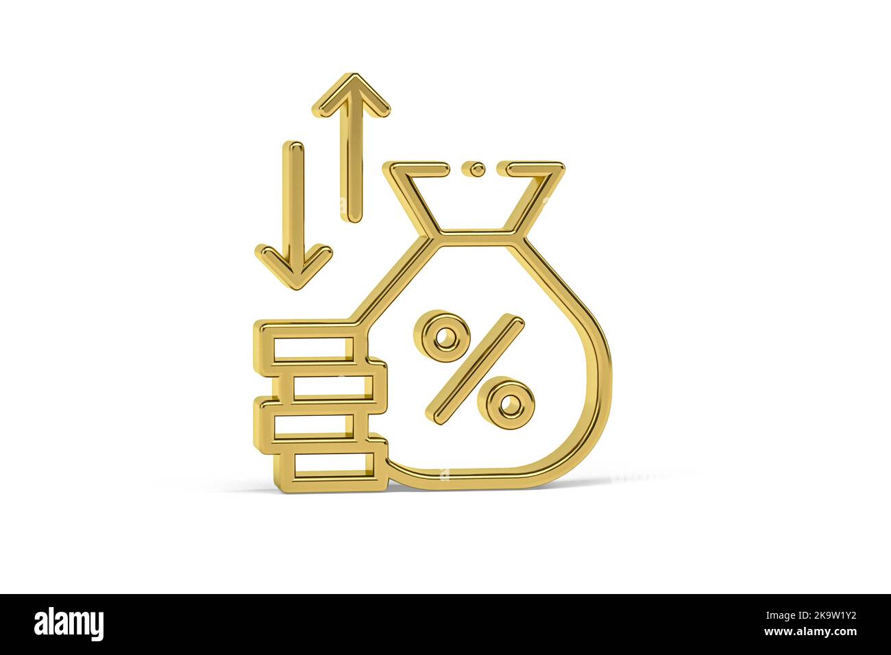 Golden 3d interest rate icon isolated on white background - 3D render ...