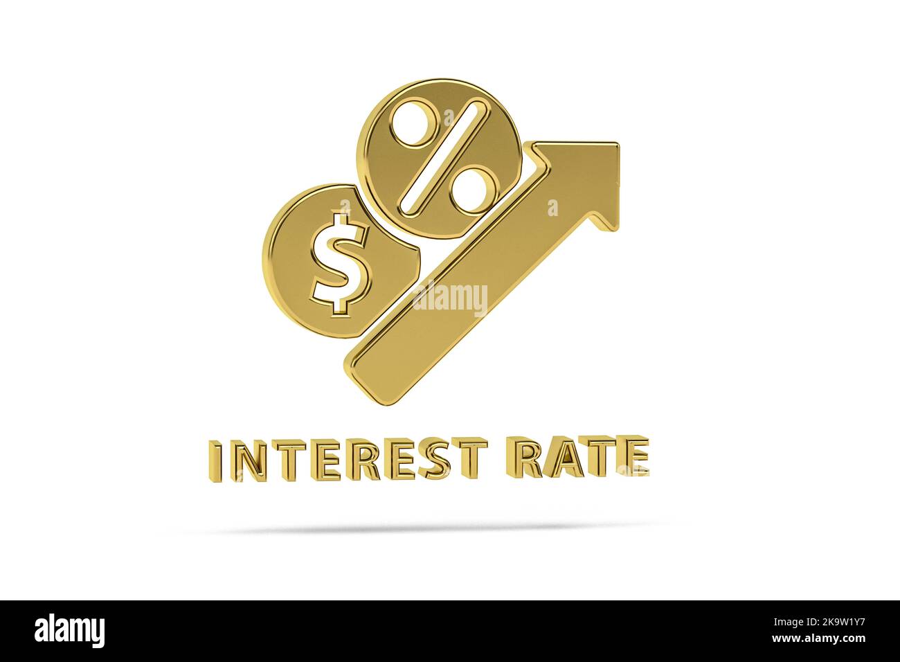 Golden 3d interest rate icon isolated on white background - 3D render ...