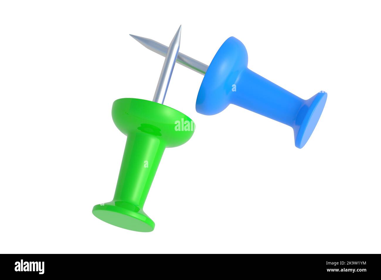 Push pins isolated on white background. 3d render Stock Photo - Alamy