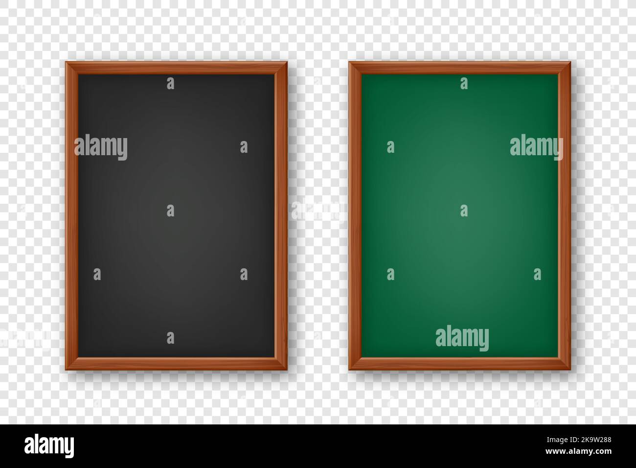 Realistic blank chalkboard in a wooden frame. School blackboard with ...