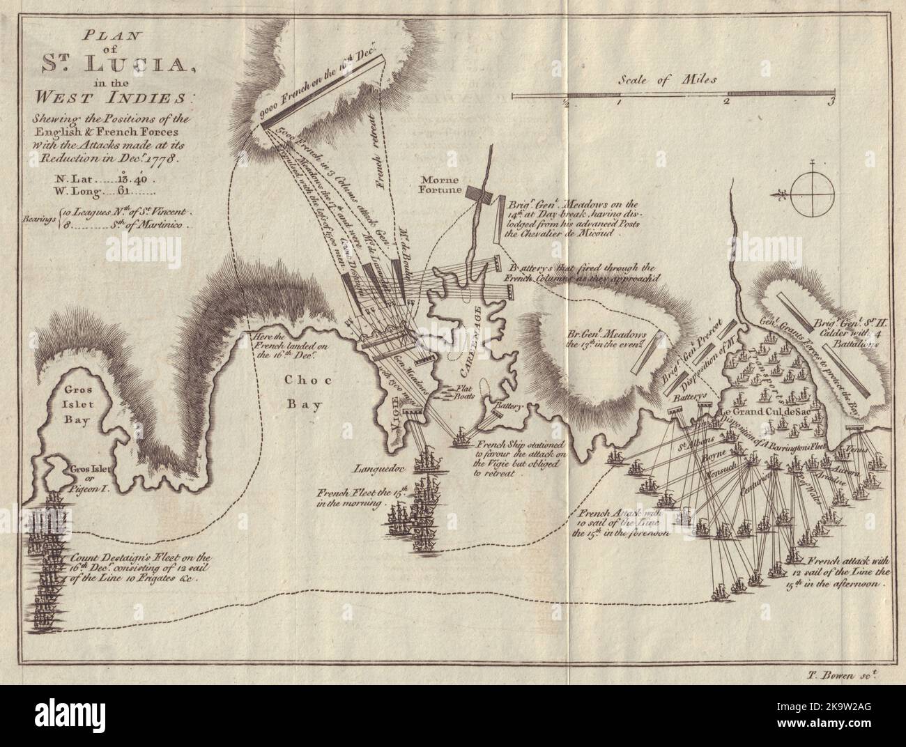 Plan of St. Lucia in the West Indies shewing the positions… BOWEN 1779 ...