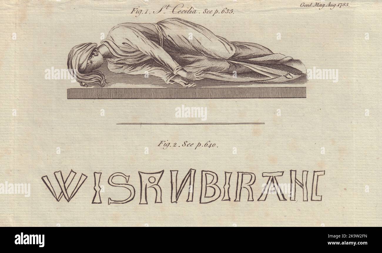St. Cecilia recumbent. Dish inscription. William Bickerstaffe 1783 old ...