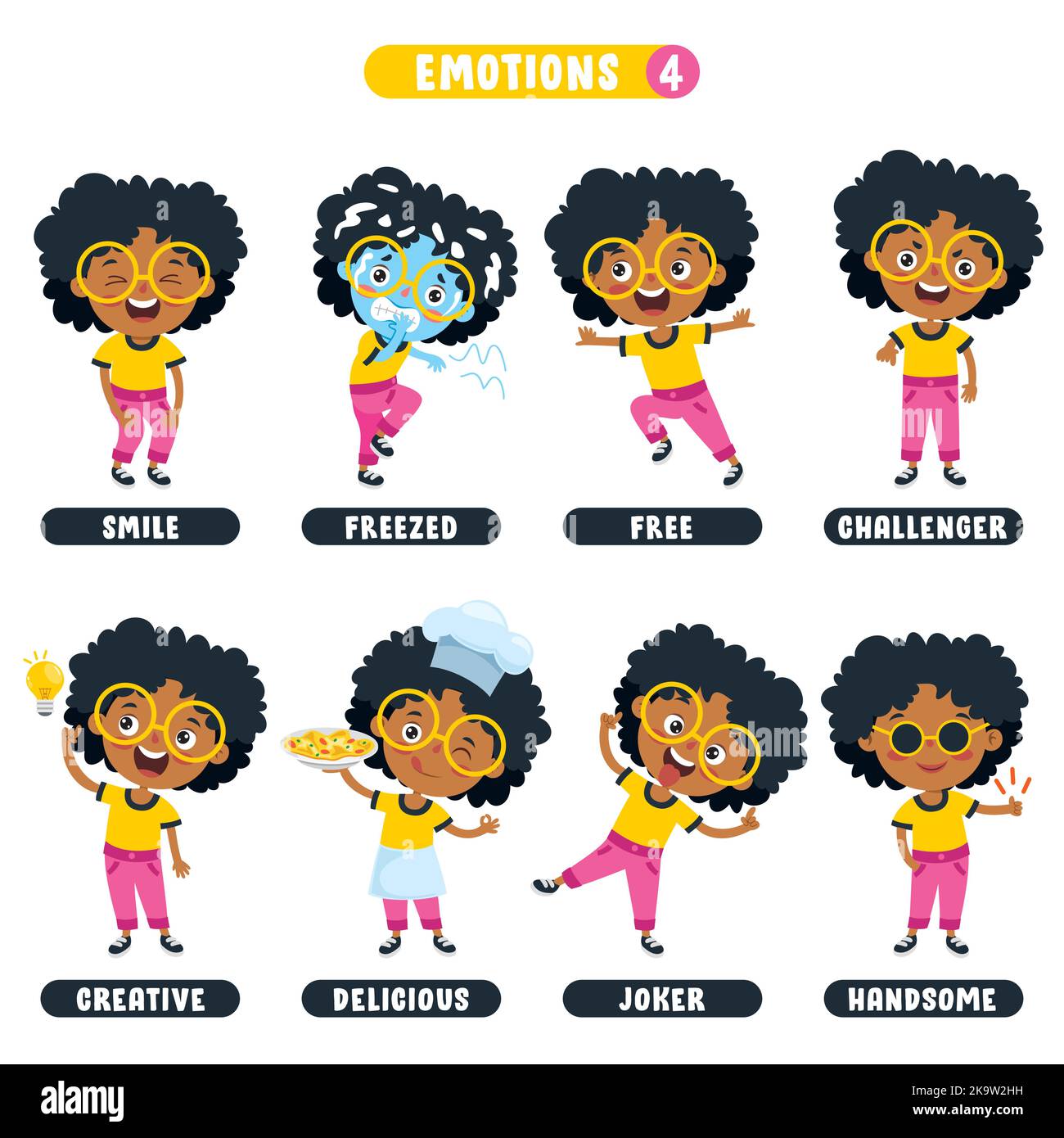 Little Kid With Different Emotions Stock Vector Image & Art - Alamy