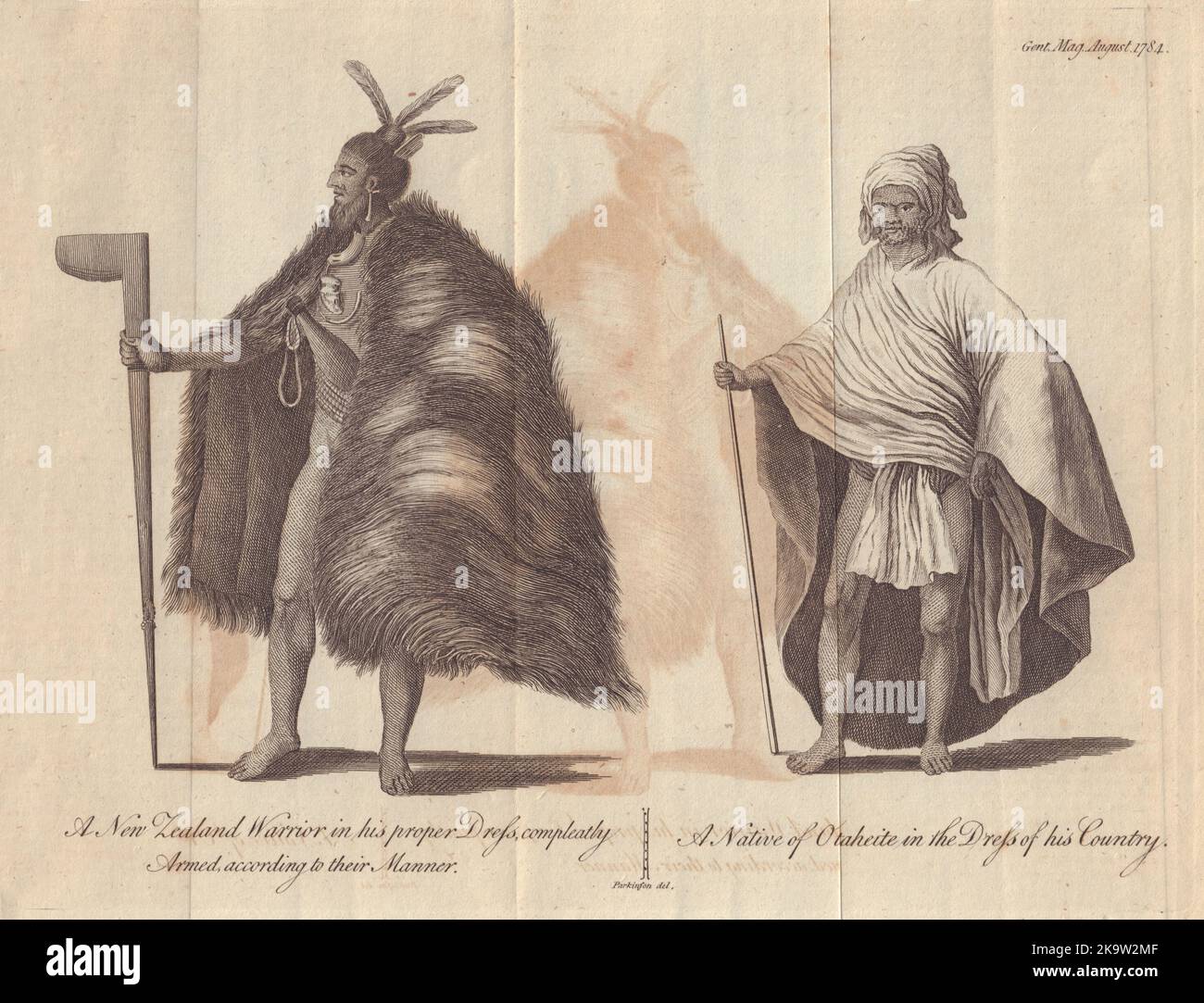 New Zealand Warrior. A Native of Otaheite. Tahiti. Maori. GENTS MAG ...