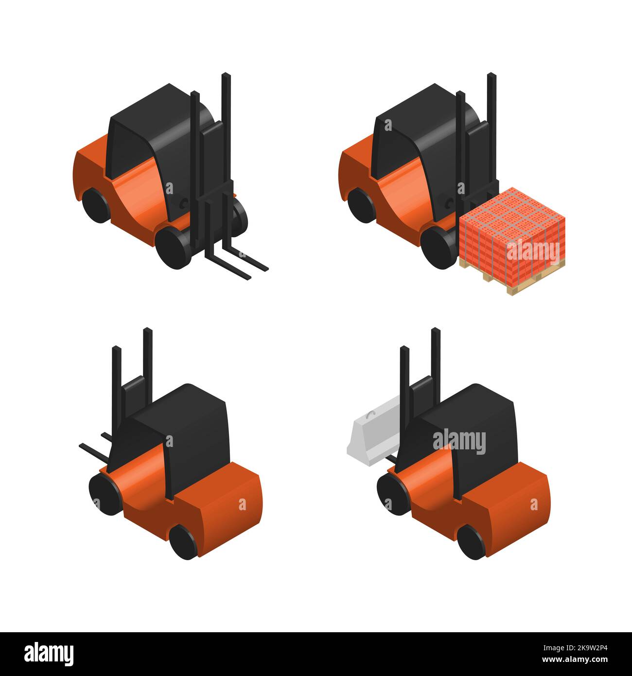 Icon forklift, isolated on white background. 3D isometric style, vector ...