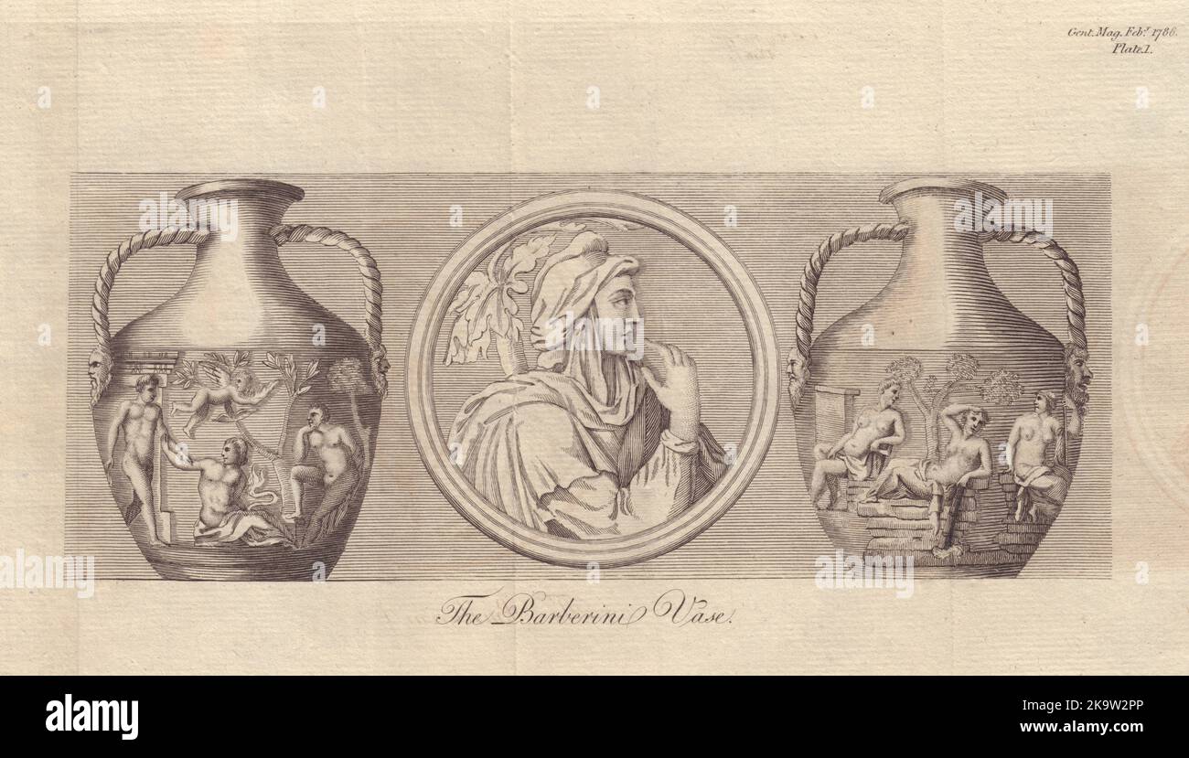 The Barberini or Portland Vase. Roman pottery. Decorative. GENTS MAG ...