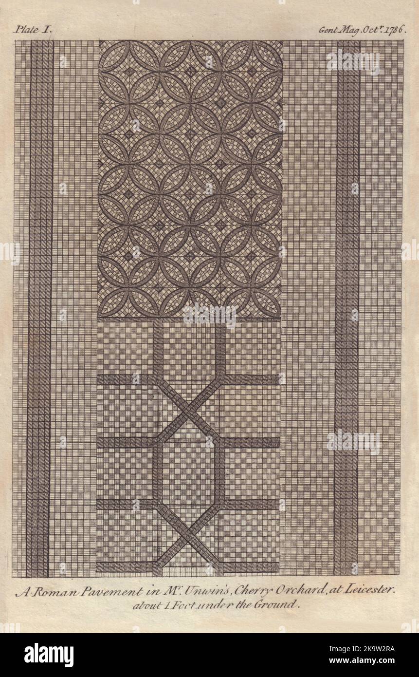 A Roman Pavement in Mr. Unwin's, Cherry Orchard at Leicester 1786 old ...
