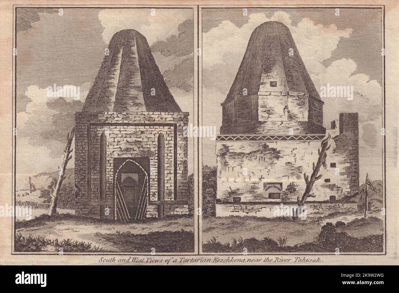 Views of a Tartarian Koschkena near the River Tahusak. Kyrgyzstan 1786 ...