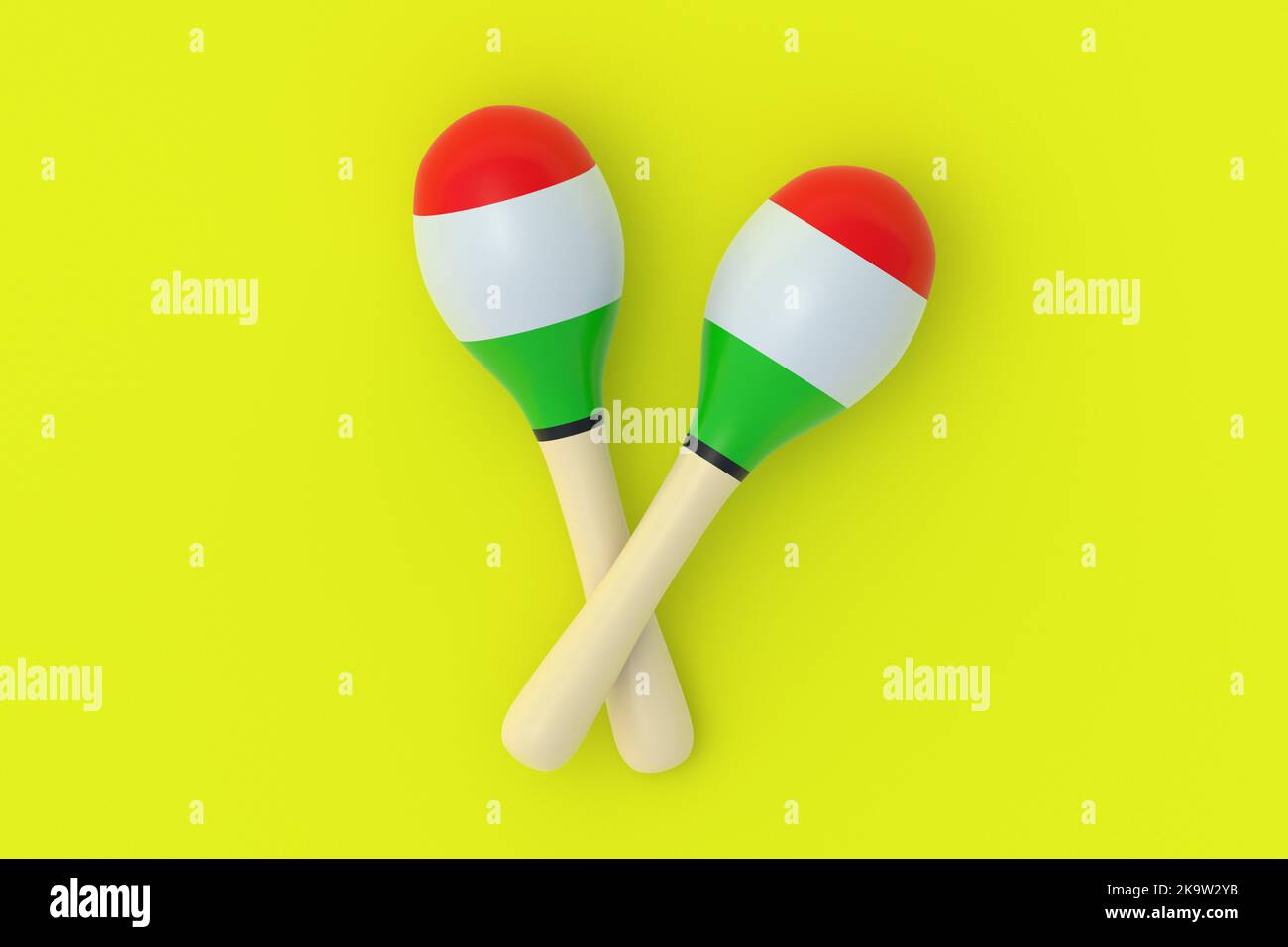 Maracas on yellow background. National musical instrument. Traditional ...
