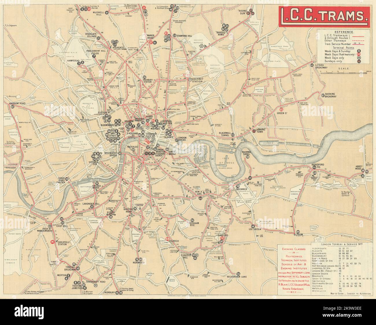 L.C.C. Trams. London County Council Tramways routes 1920 old antique ...