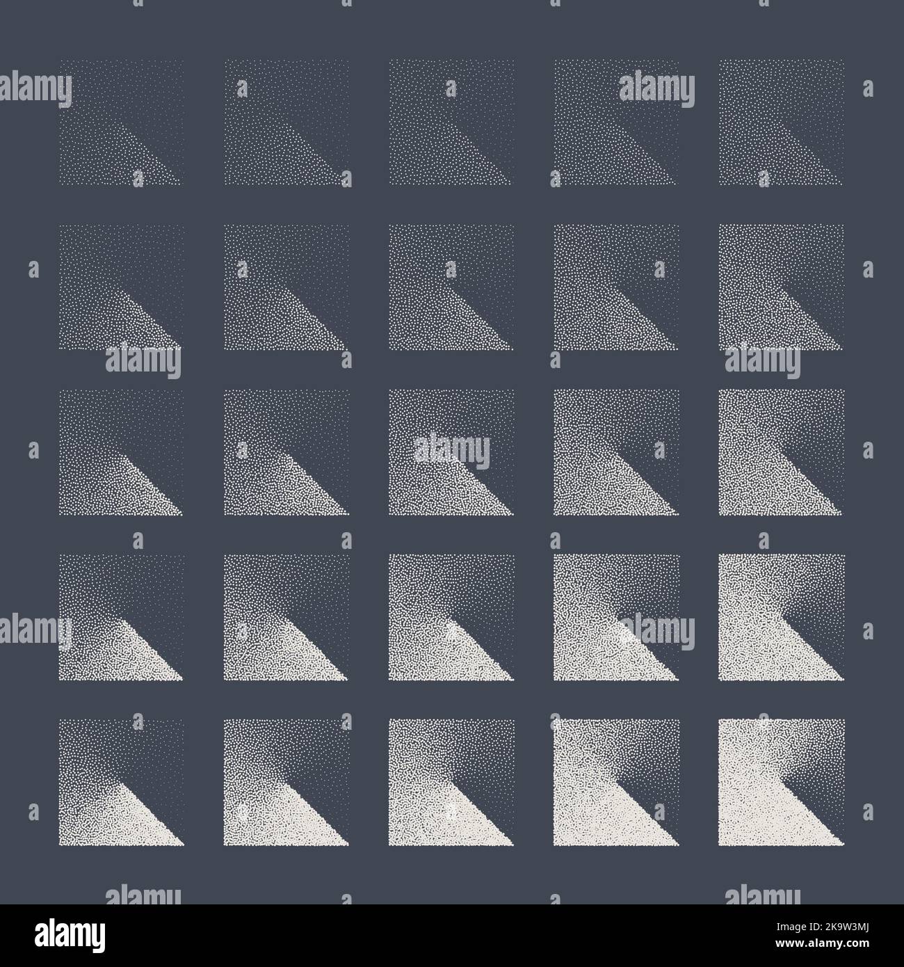 Square shaped dotted objects, stipple elements. Fading gradient ...