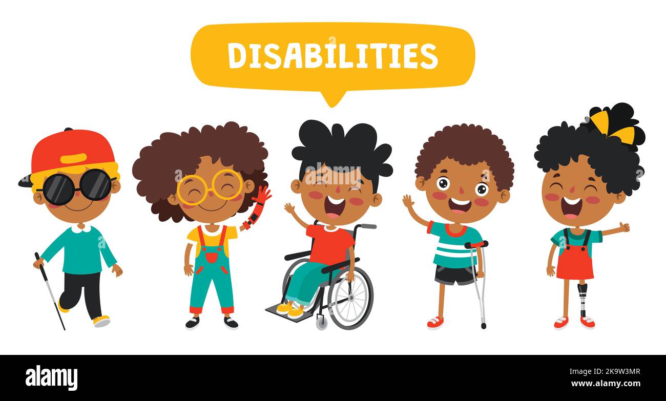 Funny Cartoon Handicapped Kid Posing Stock Vector Image & Art - Alamy