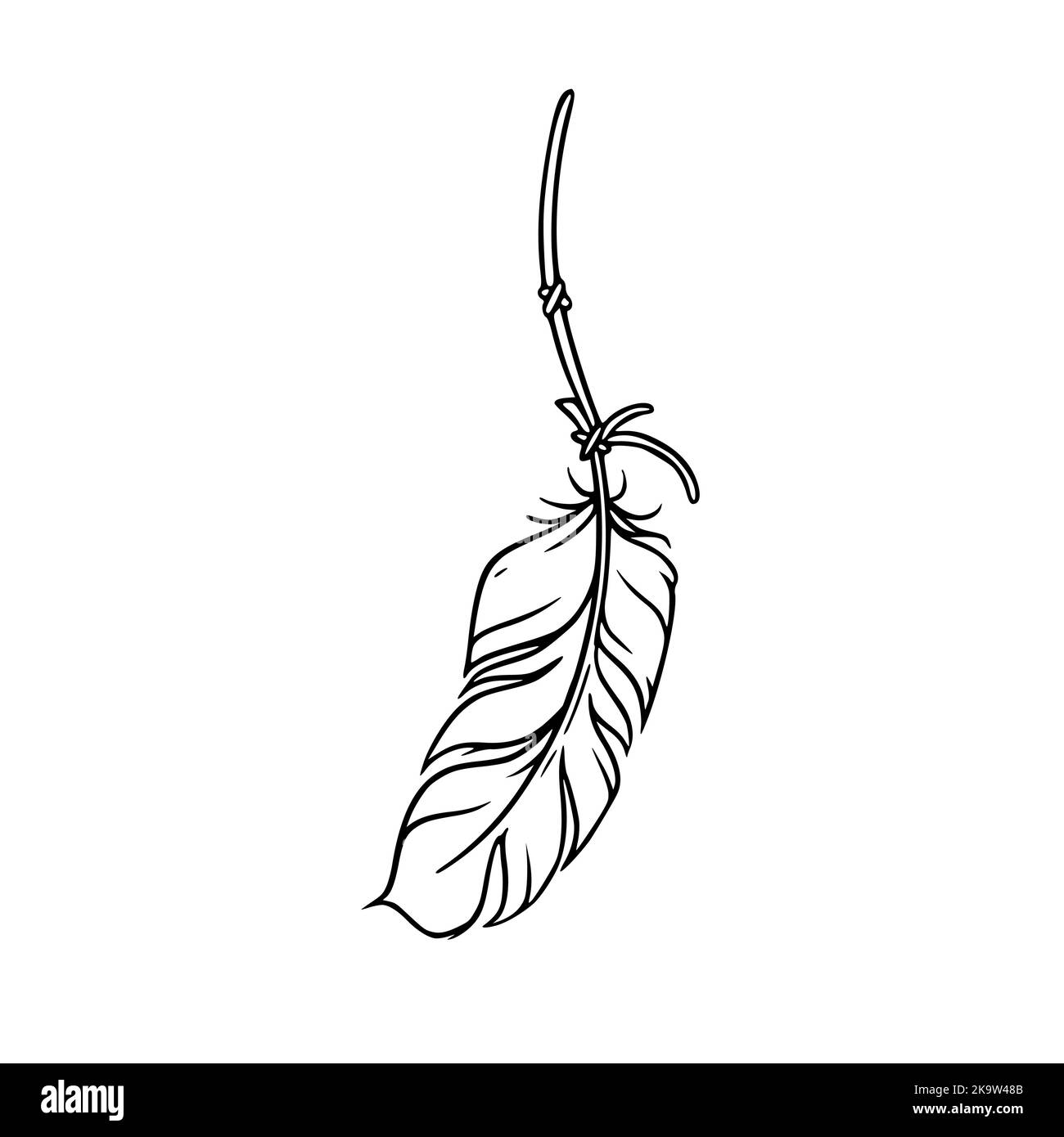 Dreamcatcher feather sketch. Native american decor with feathers and ...