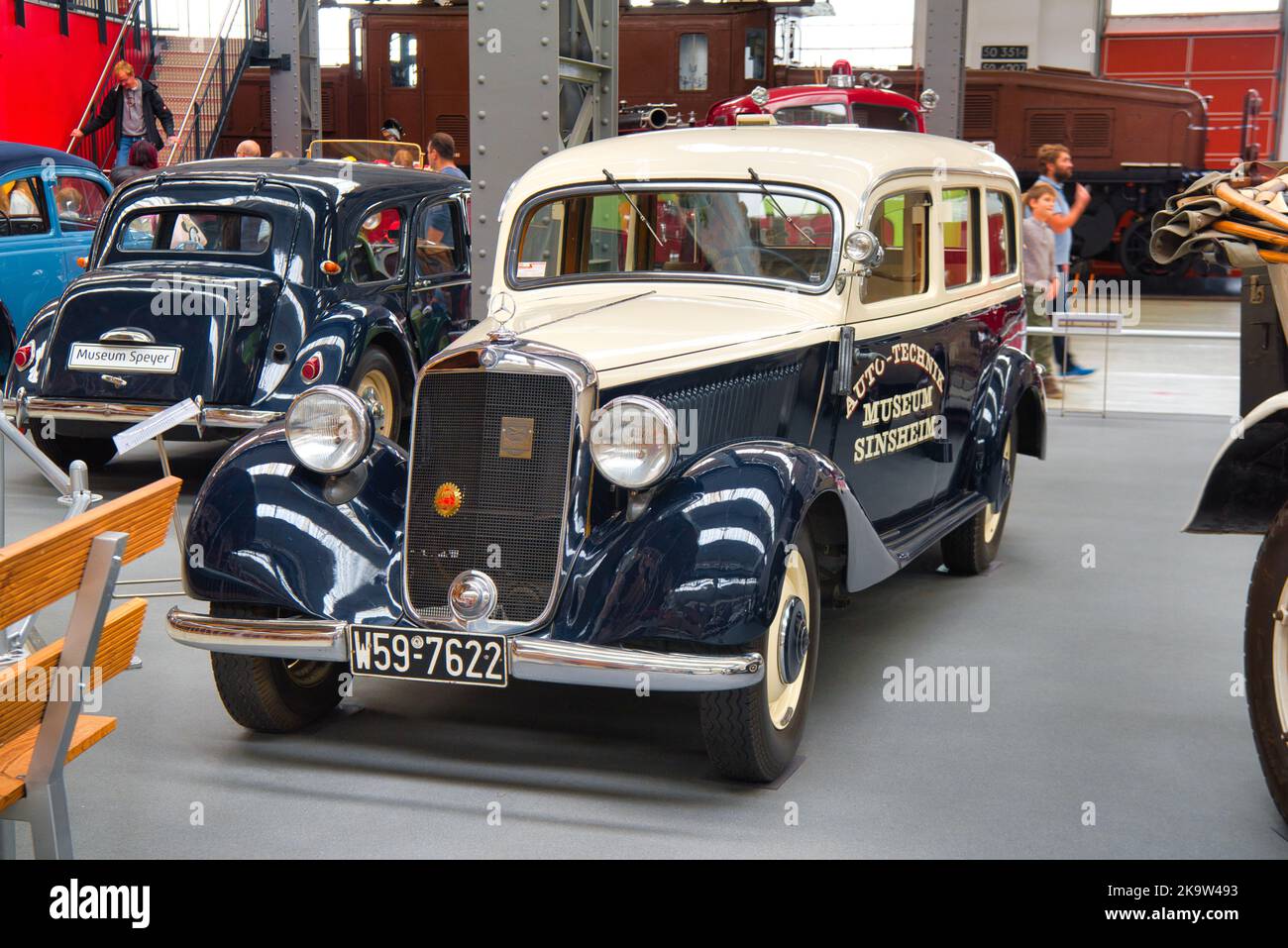 SPEYER, GERMANY - OCTOBER 2022: beige ivory white blue Mercedes-Benz ...