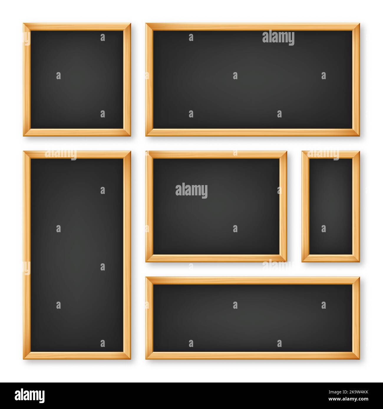Realistic various chalkboards in a wooden frame. Black restaurant menu ...