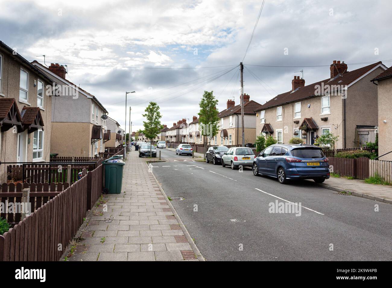 Birkenhead, UK: Fairbrook Drive housing estate in the Merseyside town ...