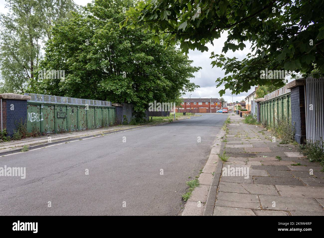 Birkenhead, UK: Lincoln Street bridge over the Wirral line railway ...