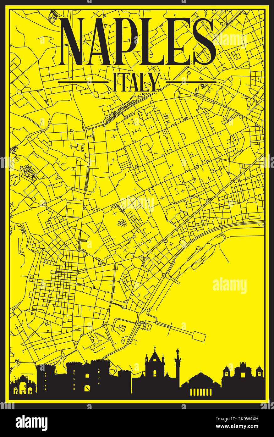 Hand-drawn downtown streets network printout map of NAPLES, ITALY Stock Vector Image & Art - Alamy
