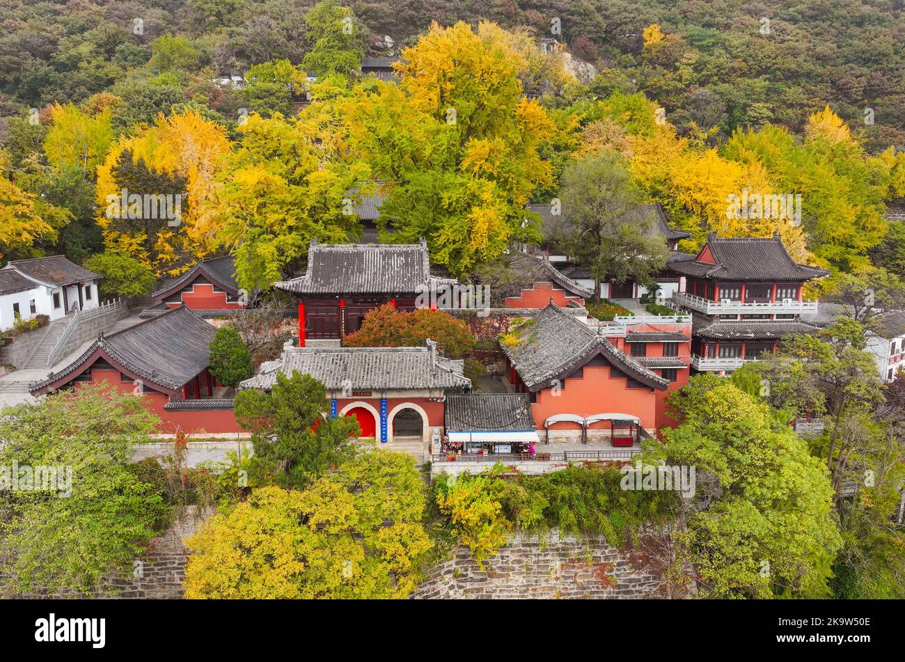 LIANYUNGANG, CHINA - OCTOBER 30, 2022 - Autumn view of Sanyuan Palace ...