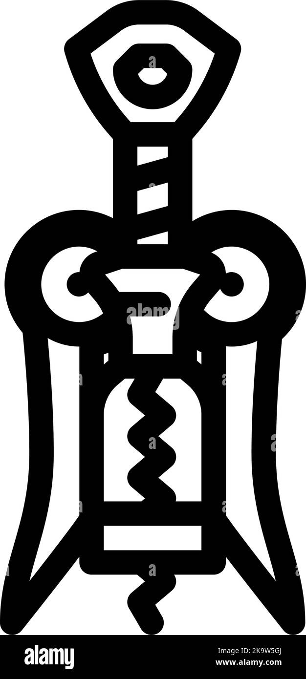 corkscrew hand wine line icon vector illustration Stock Vector Image ...