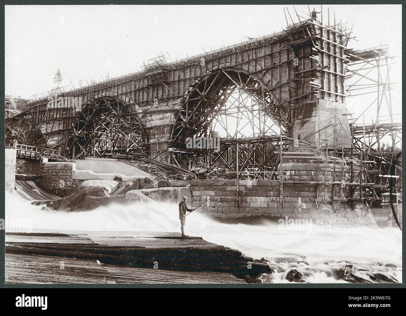 The bridge construction over the Pite River at Sikfors on the line ...