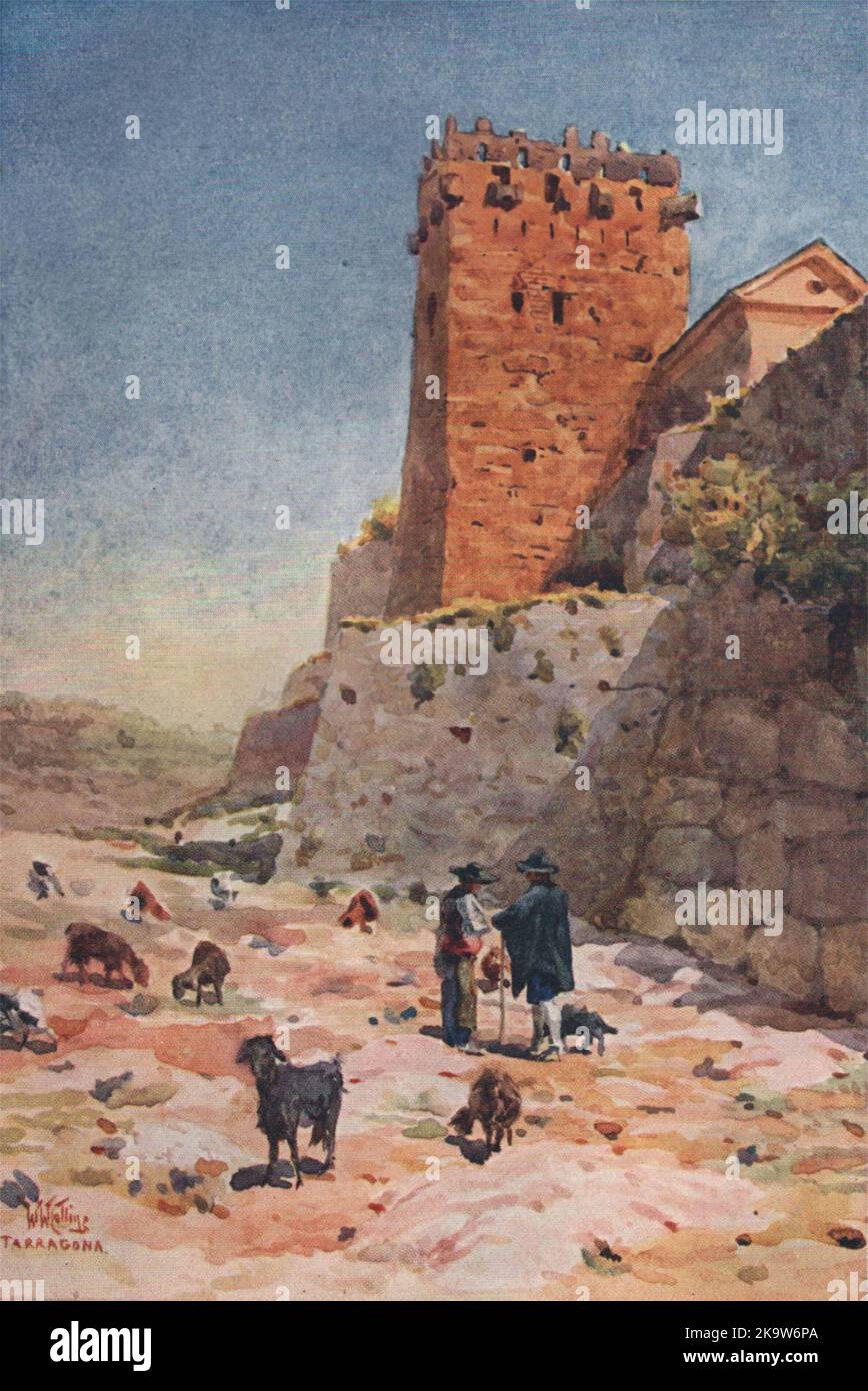 The Archbishop's Tower, Tarragona, Spain, by William Wiehe Collins 1909 ...