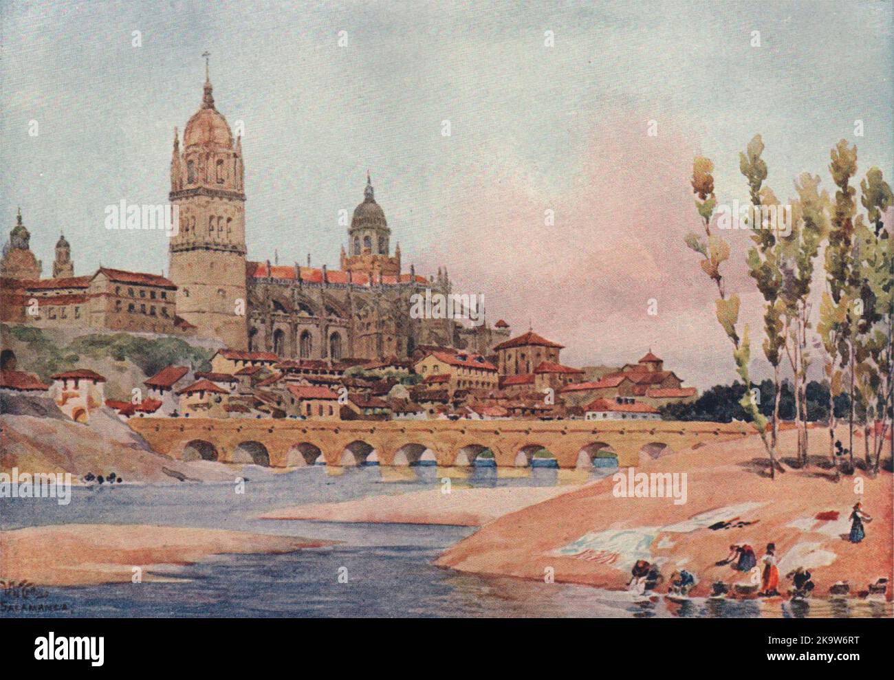 Salamanca, Spain, by William Wiehe Collins 1909 old antique print ...