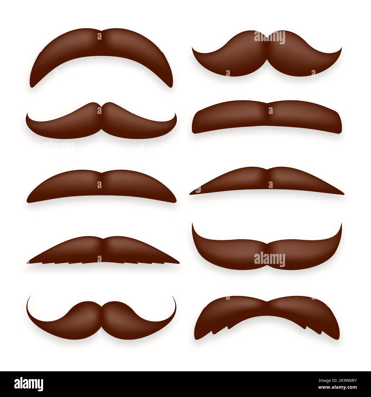 Various Brown Mustache Collection Vintage Retro Mustaches Facial