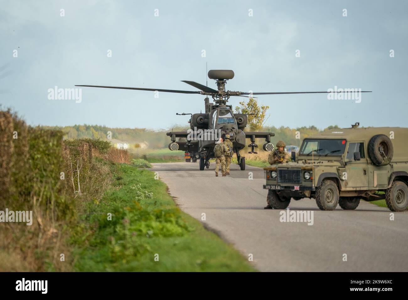 close-up of British army Boeing Apache Attack helicopter (AH-64E ZM707 ...