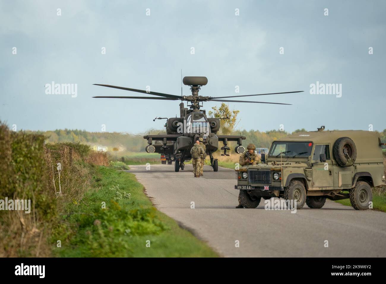 close-up of British army Boeing Apache Attack helicopter (AH-64E ZM707 ...