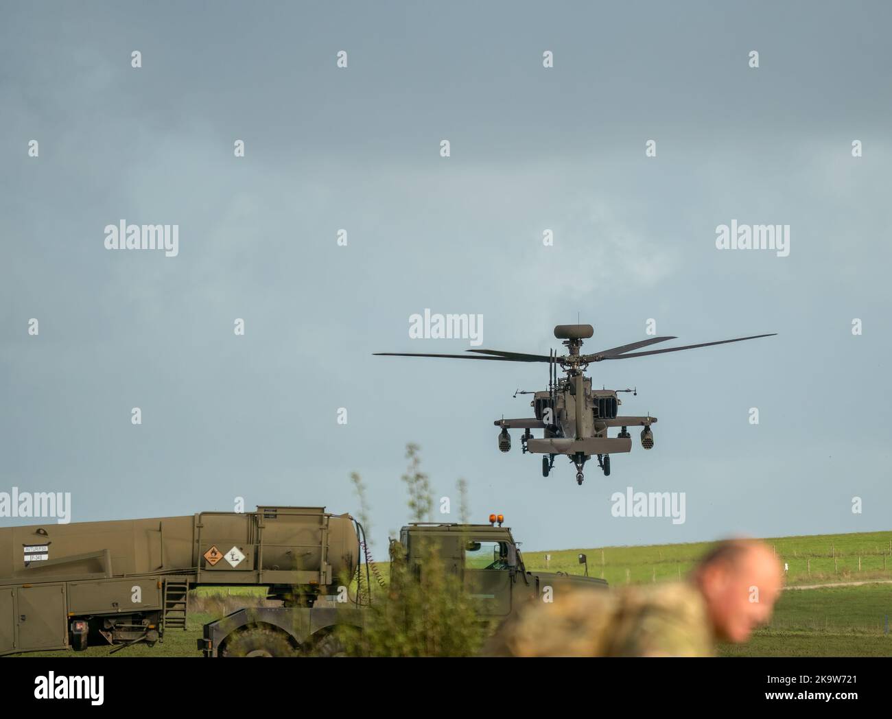 close-up of British army Boeing Apache Attack helicopter (AH-64E ZM707 ...