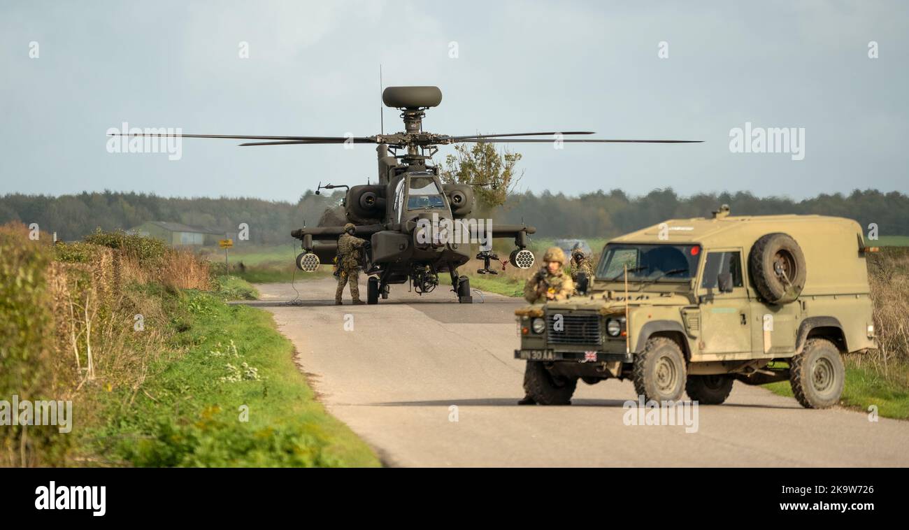close-up of British army Boeing Apache Attack helicopter (AH-64E ZM707 ...