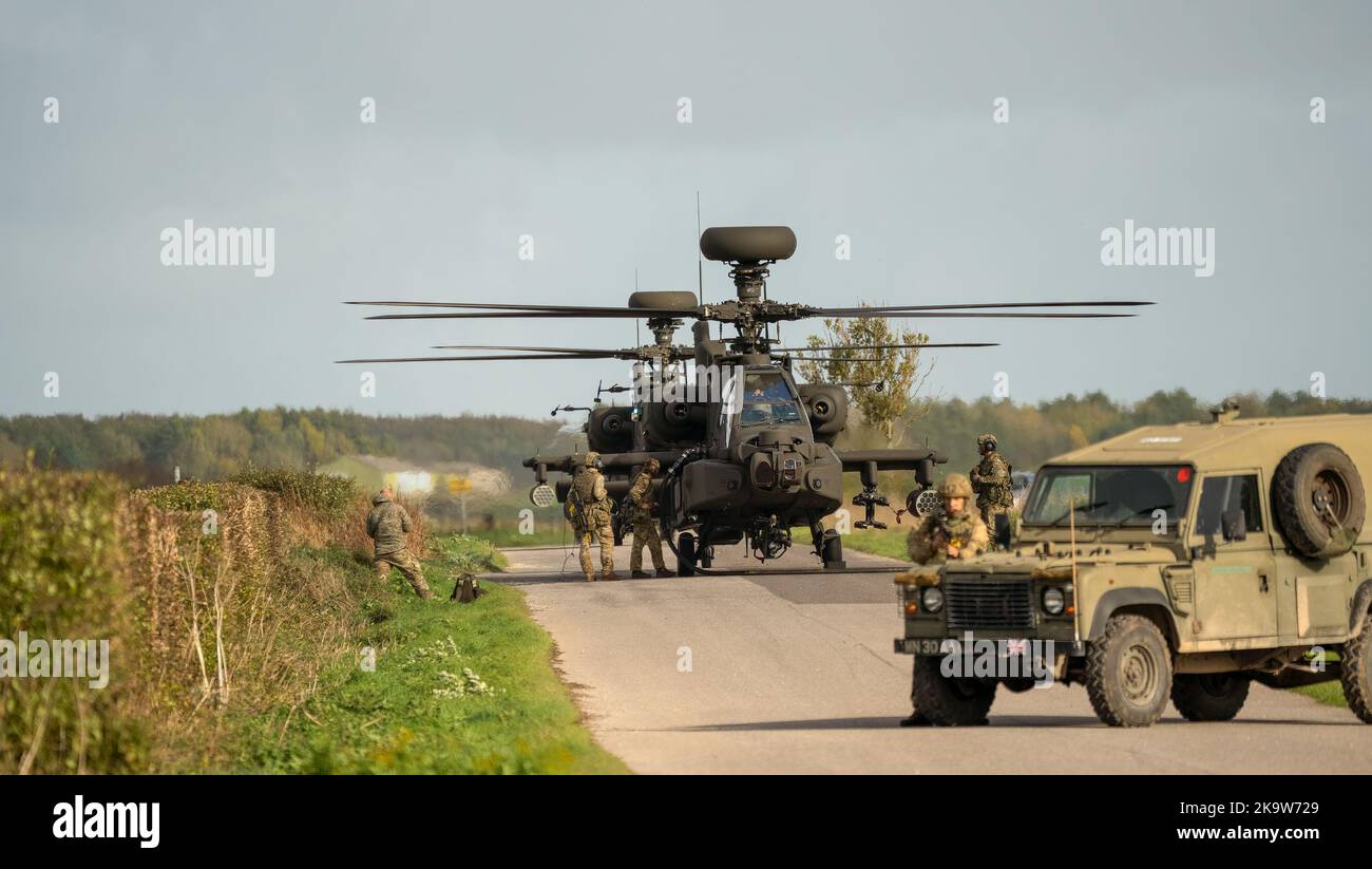 close-up of British army Boeing Apache Attack helicopter (AH-64E ZM707 ...