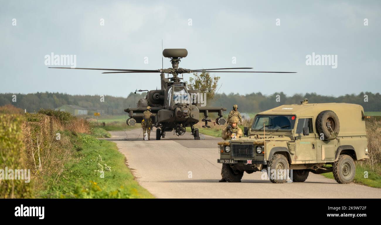close-up of British army Boeing Apache Attack helicopter (AH-64E ZM707 ...