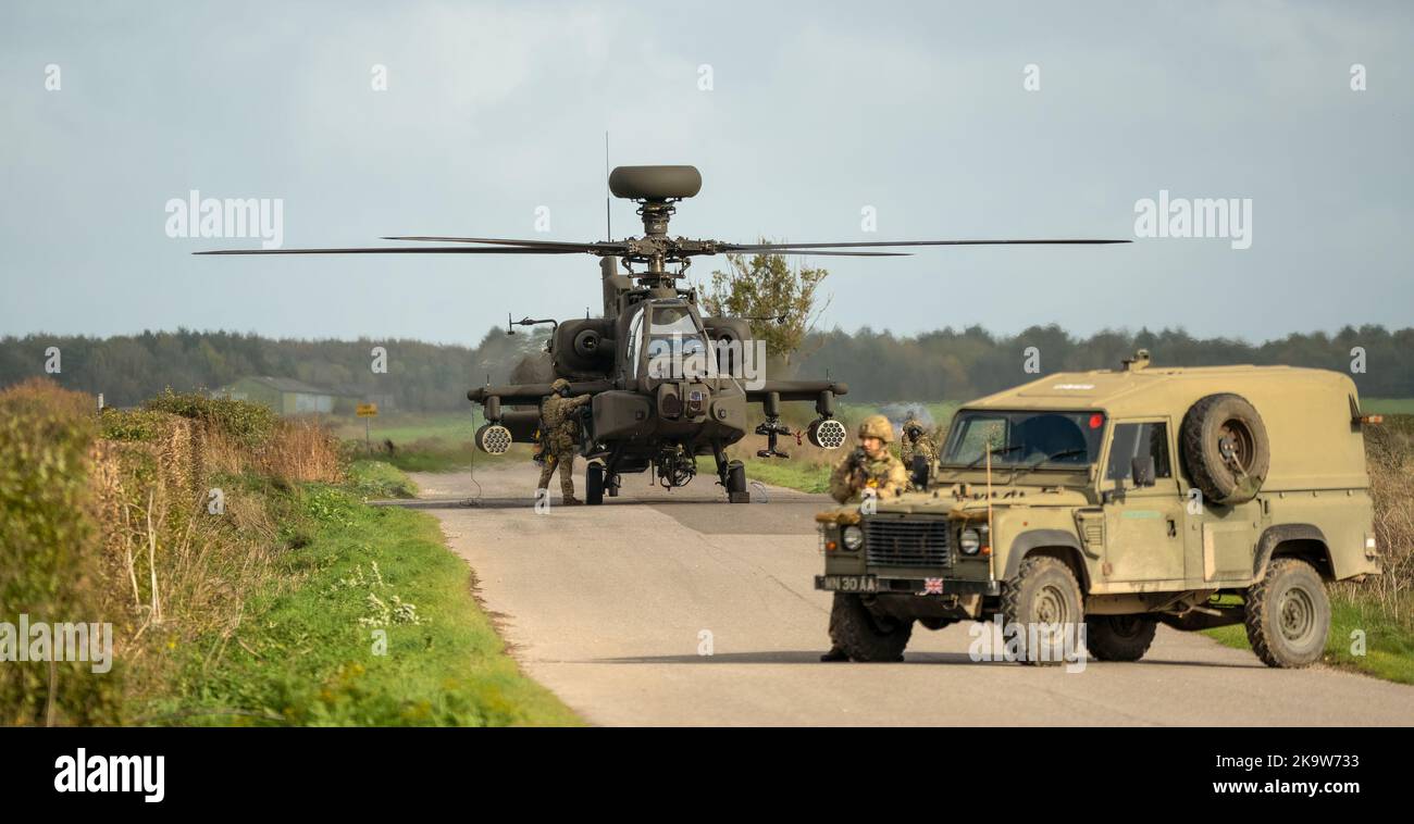 close-up of British army Boeing Apache Attack helicopter (AH-64E ZM707 ...