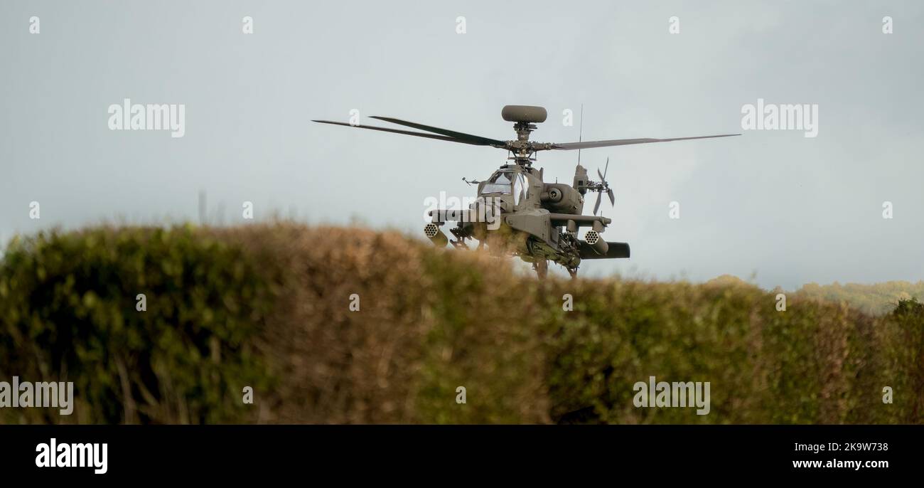 close-up of British army Boeing Apache Attack helicopter (AH-64E ZM707 ...