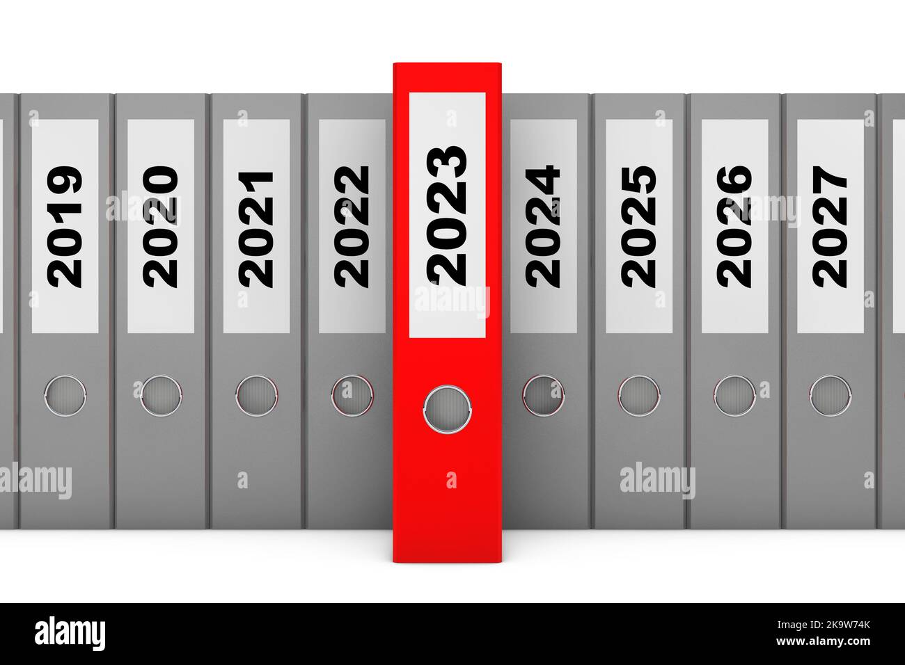 Office Folders with New Year 2023 Sign on a white background. 3d ...