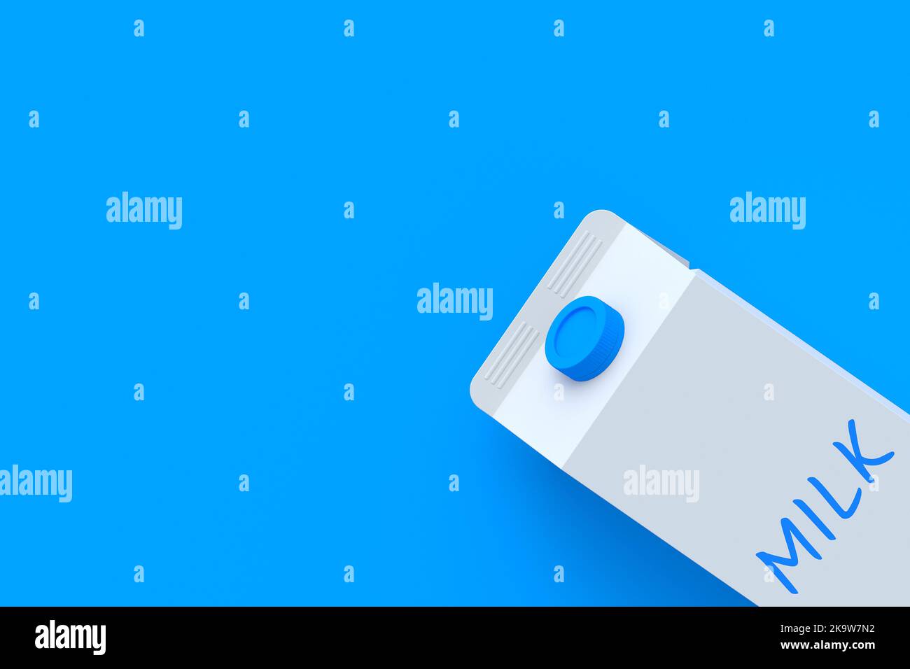 Packs of milk in corner. Dairy beverage. Healthy drink. Top view. Copy ...