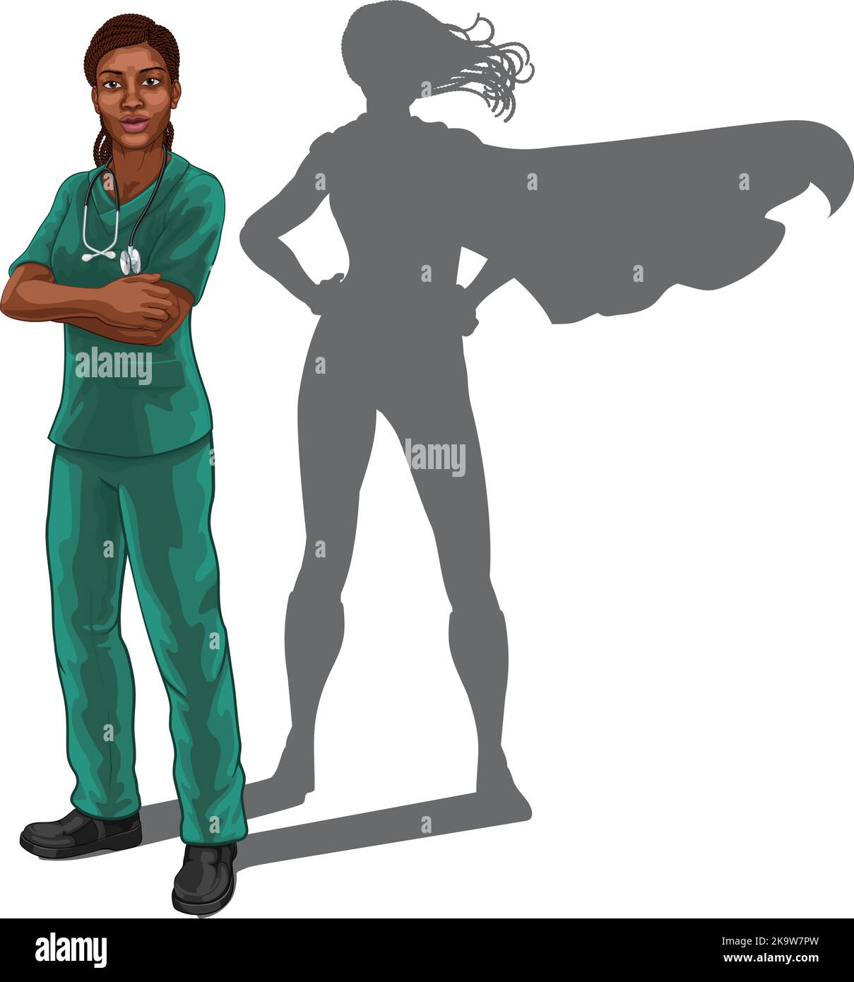 Super Hero Black Woman Doctor Nurse Superhero Stock Vector Image & Art ...